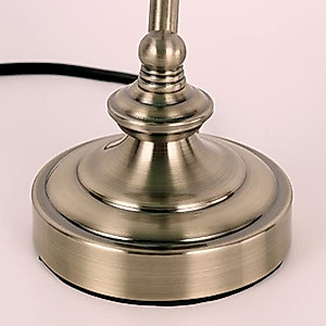 FIRVRE Green Glass Bankers Desk Lamp Traditional Classic Retro Mini Desk Light Plug-in for Bedroom Headboard Workplace Office Desk Library