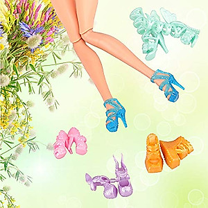 Miunana 50 Pairs Doll Shoes High Heel Shoes Doll Boots Flat Shoes Set for 11.5 inch Girl Dolls Fashionista Shoe Lots