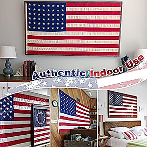 American Flag 3x5 ft 100% Cotton Made, Heavy Duty US Flag USA with Embroidered Stars, Sewn Stripes, Durable United States Flags Indoor House Flags