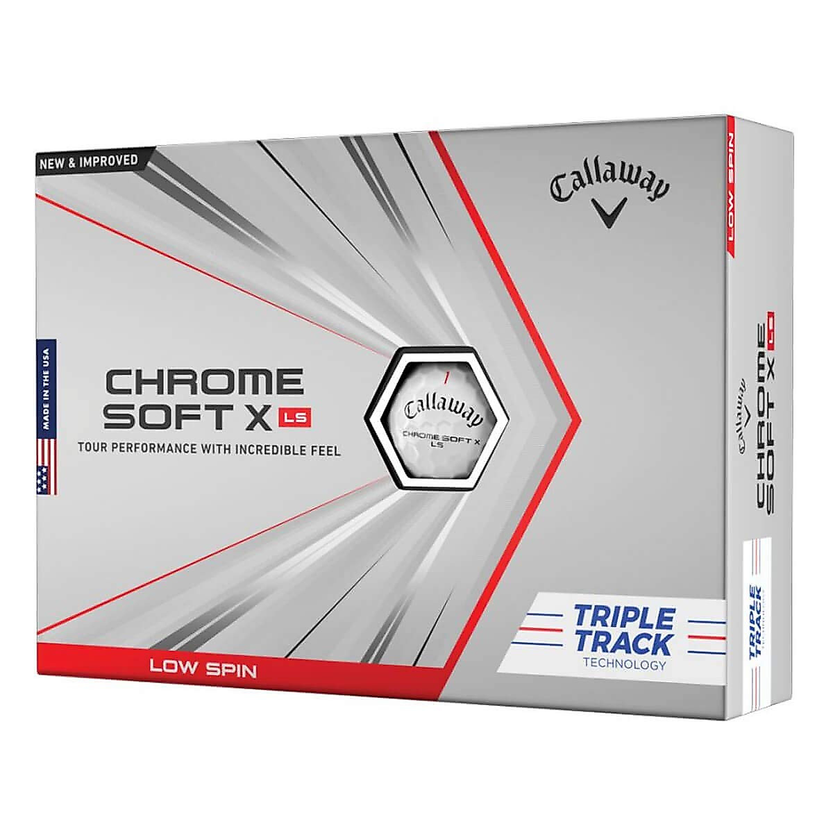 Callaway 2021 Chrome Soft X LS Golf Balls (One Dozen) White Triple Track