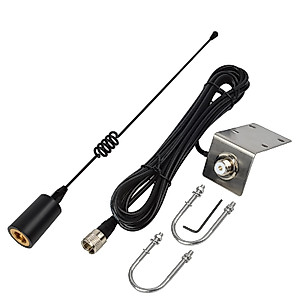 HYS VHF Band Amateur 156-163Mhz Low-Profile Marine Antenna with Stainless Steel L-Bracket Hole & W/16.4ft(5m) RG-58 Coax Cable for Standard Horizon Icom Cobra Uniden VHF Marine Radios