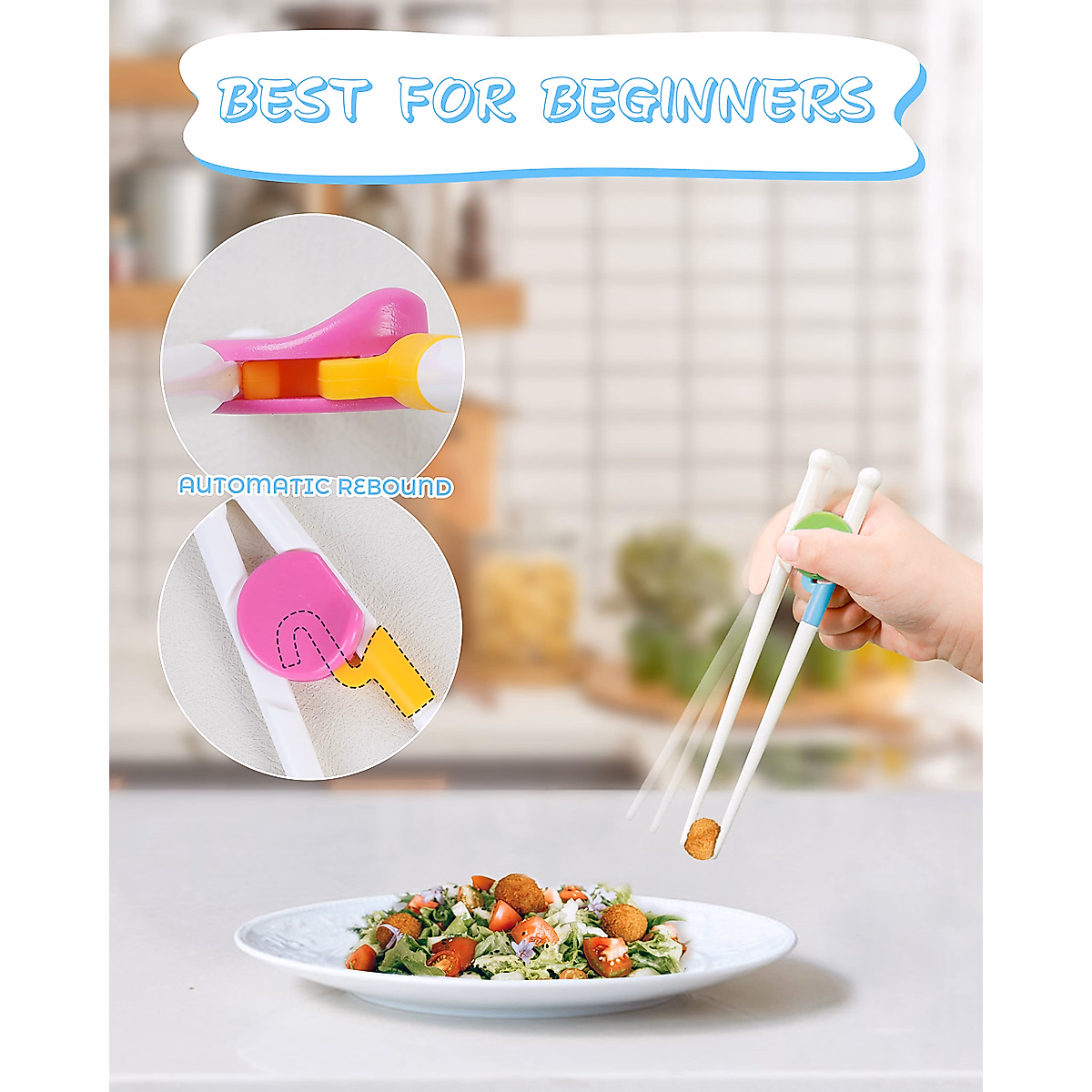 MoHern Kids Chopsticks Training, 6 Pairs Training Chopsticks for Kids, Toddler Chopsticks Provide Help Support for Beginners