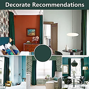 FY FIBER HOUSE 2 Window Panels, Room Darkening, Rod Pocket Super Soft Luxury Velvet, Energy Efficient, 52W x 63L, Decorative Drapes, Dark Green