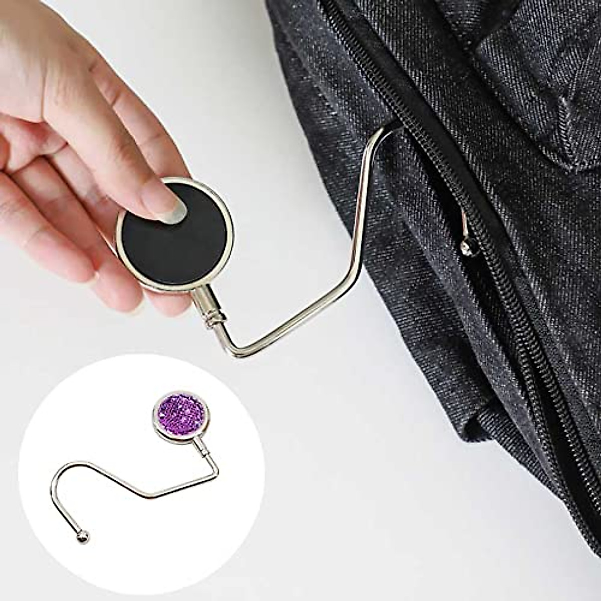 SagaSave 4Pcs Handbag Hook Table Hook Hanger Under Counter Bags Storage Desk Bag Hanger Portable for Girls Women