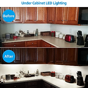 TORCHSTAR Plug in Under Cabinet Lighting, ETL Listed Linkable LED Under Cabinet Light Kit, Individual Control, 16 Inch, 4000K Cool White, 8W, Pack of 4