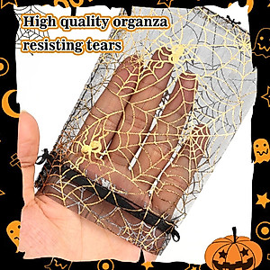 JOINDO 100 pcs Halloween Treat Bags for Candy, 4x6 Drawstring Organza Goodie Bags, Small Gift Bags for Party Favor (Pumpkin, Spider web, Skull, Bat)