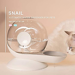 CLICIC Cat Dog Water Dispenser Automatic Water Drinking Fountain for Small or Medium Size Dogs Cats Easy to Clean Snail Shape 2.8L Pink