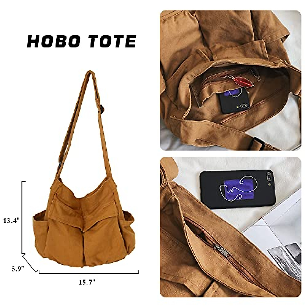 JBB Canvas Messenger Bag Hobo Tote Bag Cute Shoulder Bag Large Crossbody Bags for Women and Men Green