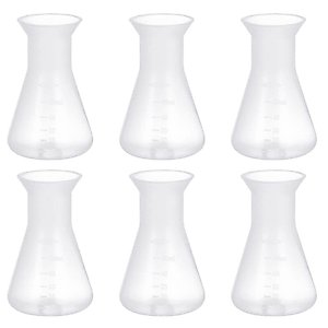 ULTECHNOVO Erlenmeyer Flask - 6pcs Plastic Conical Flask Clear Scale, 50ml Conical Flask for Lab Chemistry Students Educational Learning