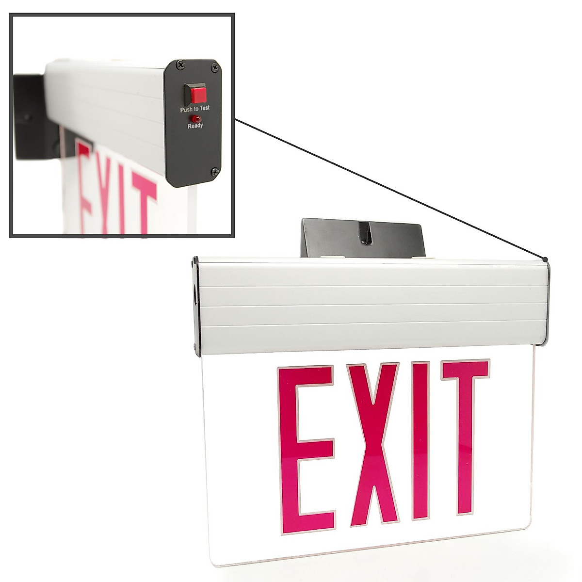 eTopLighting [2-Pack] Edge Lit LED Exit Sign Light Panel, Red Lettering, Mount on Wall and Ceiling, AGG2716