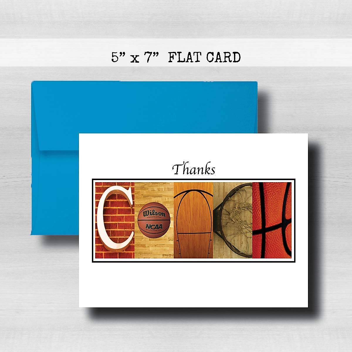 Personalized Basketball Coach Thank You Card, 5"x 7" FLAT CARD, Greeting Cards