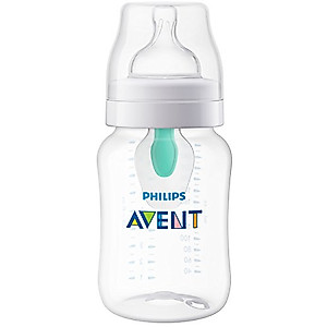 Philips Avent Anti-colic Baby Bottle with AirFree Vent, Clear, 9 Ounce, 4 Pack, SCF403/44