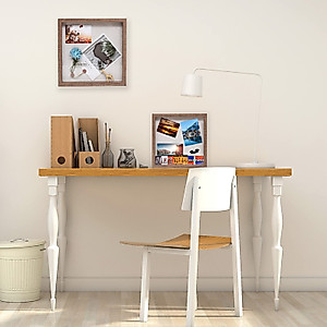 Muzilife 8x8 Shadow Box Picture Frame with Linen Board - Deep Wood & Glass Display Rustic Case Ready to Hang Memorabilia, Pins, Awards, Medals, Wedding, Tickets, and Photos, Carbonized Small