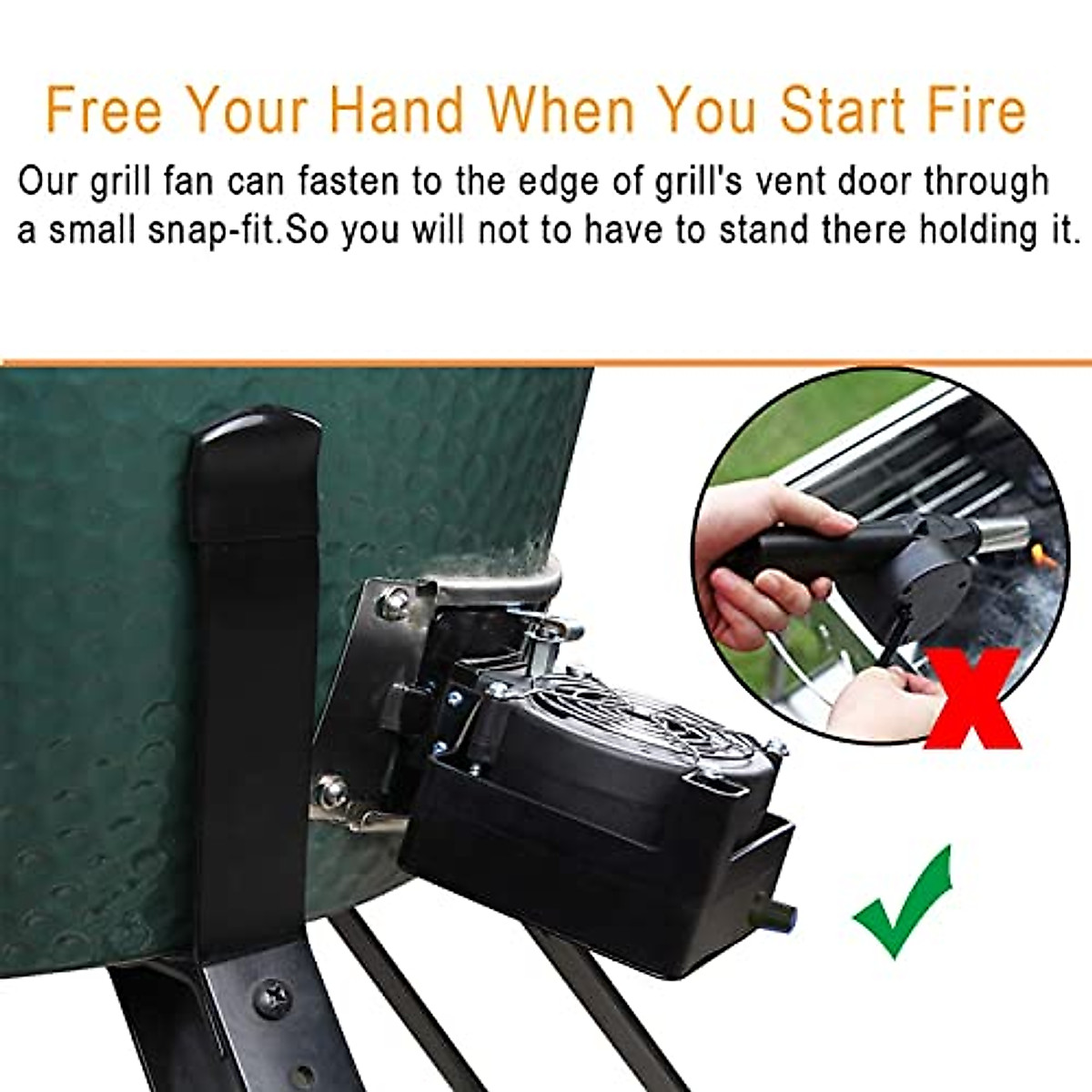 Mydracas DC12V BBQ Fire Starter Air Blower Cooking Blower Big Green Egg Grill Fan for Big Green Egg Kamado Joe Classic,Shorten The Time of Ignite The Charcoal (Upgrade Version)