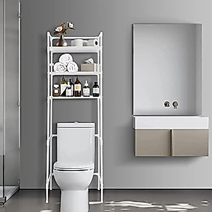 SEMOFO Over The Toilet Storage Organizer,3-Tier Bathroom Storage Shelves Rack with Metal Frame Above Toilet Bathroom Storage Rack Shelf Free Standing Bathroom Organizer