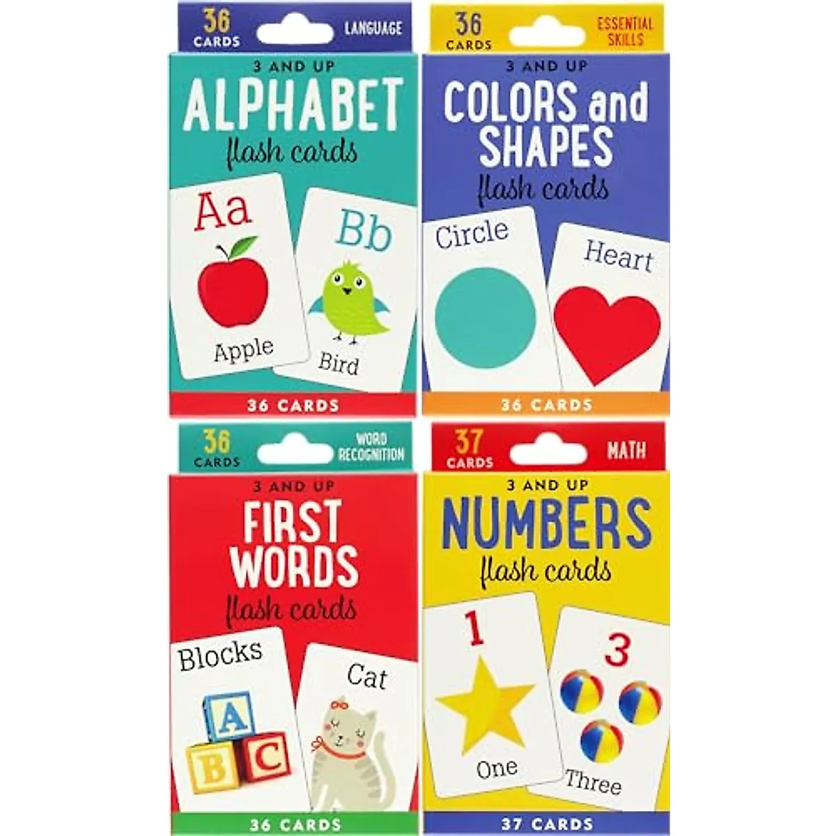 Flash Cards Value Pack - Set of 4 (Alphabet, First Words, Numbers, Colors & Shapes)