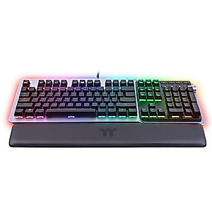Thermaltake Argent K5 RGB Gaming Keyboard (Blue Switch), Aluminum and Streamlined Titanium Design, 16.8 Million RGB Color, Anti-ghosting, Magnetic Synthetic Leather Wrist Rest, GKB-KB5-BLSRUS-01
