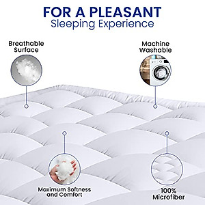 Utopia Bedding Quilted Fitted Premium Mattress Pad Full Size - Pillow Top Mattress Topper - Elastic Fitted Fluffy Mattress Protector - Mattress Cover Stretches up to 16 Inches Deep -Machine Washable