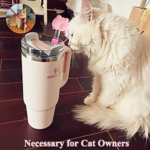 Amreich Cute Pig Straw Cover Cap for Stanley Cup, 4 PCs Pink Straw Toppers Dust-proof Silicone Straw Cover for Water Bottle 30 40 Oz Tumblers Accessories for Home Office Use