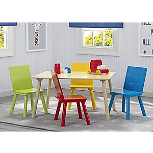 Delta Children Kids Table and Chair Set (4 Chairs Included) - Ideal for Arts & Crafts, Snack Time, Homeschooling, Homework & More - Greenguard Gold Certified, Natural/Primary