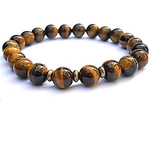 Natural tiger's eye 8 mm round smooth beads stretchable 7 inch bracelet . Healing/meditation/prosperity