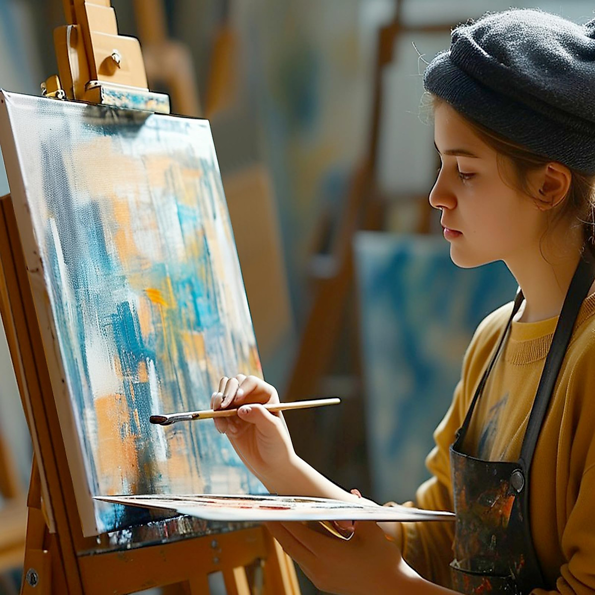 GOTIDEAL Stretched Canvas, Multi Pack 4x4", 5x7", 8x10",9x12", 11x14" Set of 10, Primed White - 100% Cotton Artist Canvas Boards for Painting, Acrylic Pouring, Oil Paint Dry & Wet Art Media