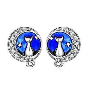 925 Sterling Silver Stud Earrings Hypoallergenic Earrings for Sensitive Ears Cats Gift for Women