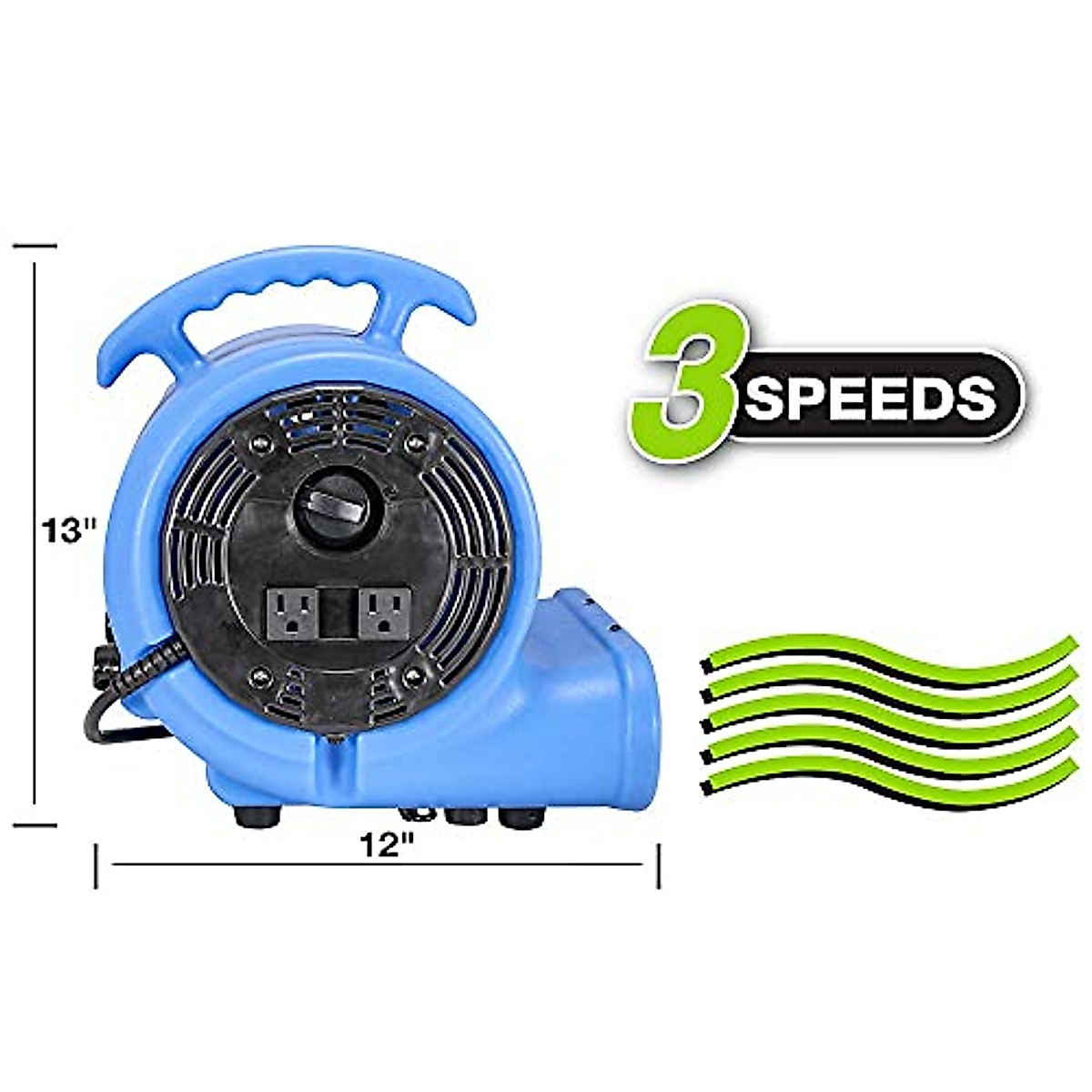 Eastman Windstorm 1/3 HP Air Mover for Water Damage Restoration Carpet Dryer, Blue, 99025