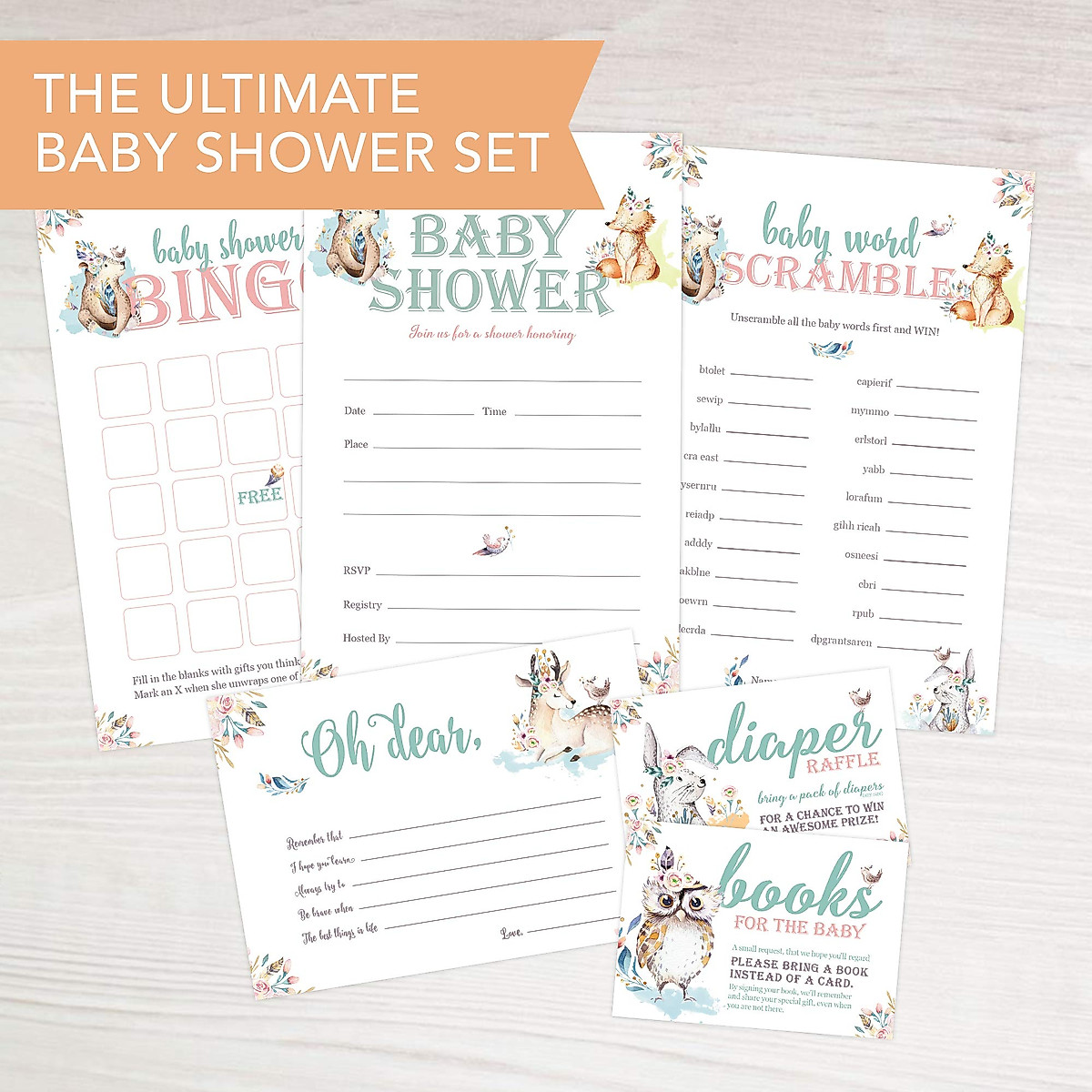 Juniper & Grace Woodland Invitation and Baby Shower Games