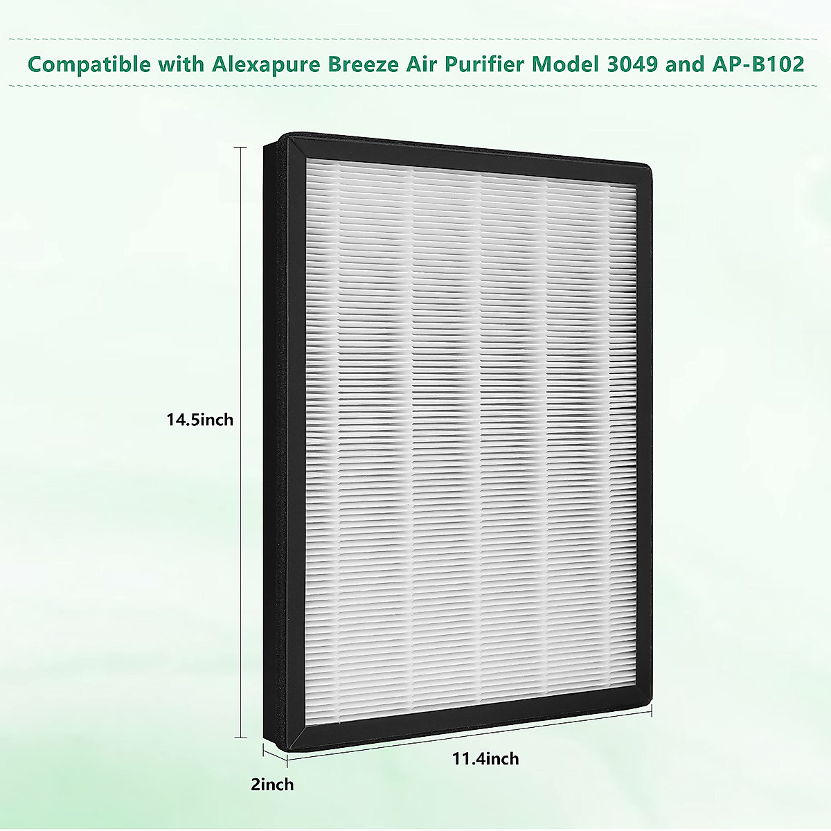 Nyingchi AP-B102 H13 True HEPA Replacement Filter，Compatible with Alexapure Breeze AP-B102 and 3049 Air Purifiers，1Replacement Filter Kit (1HEPA+1Carbon)