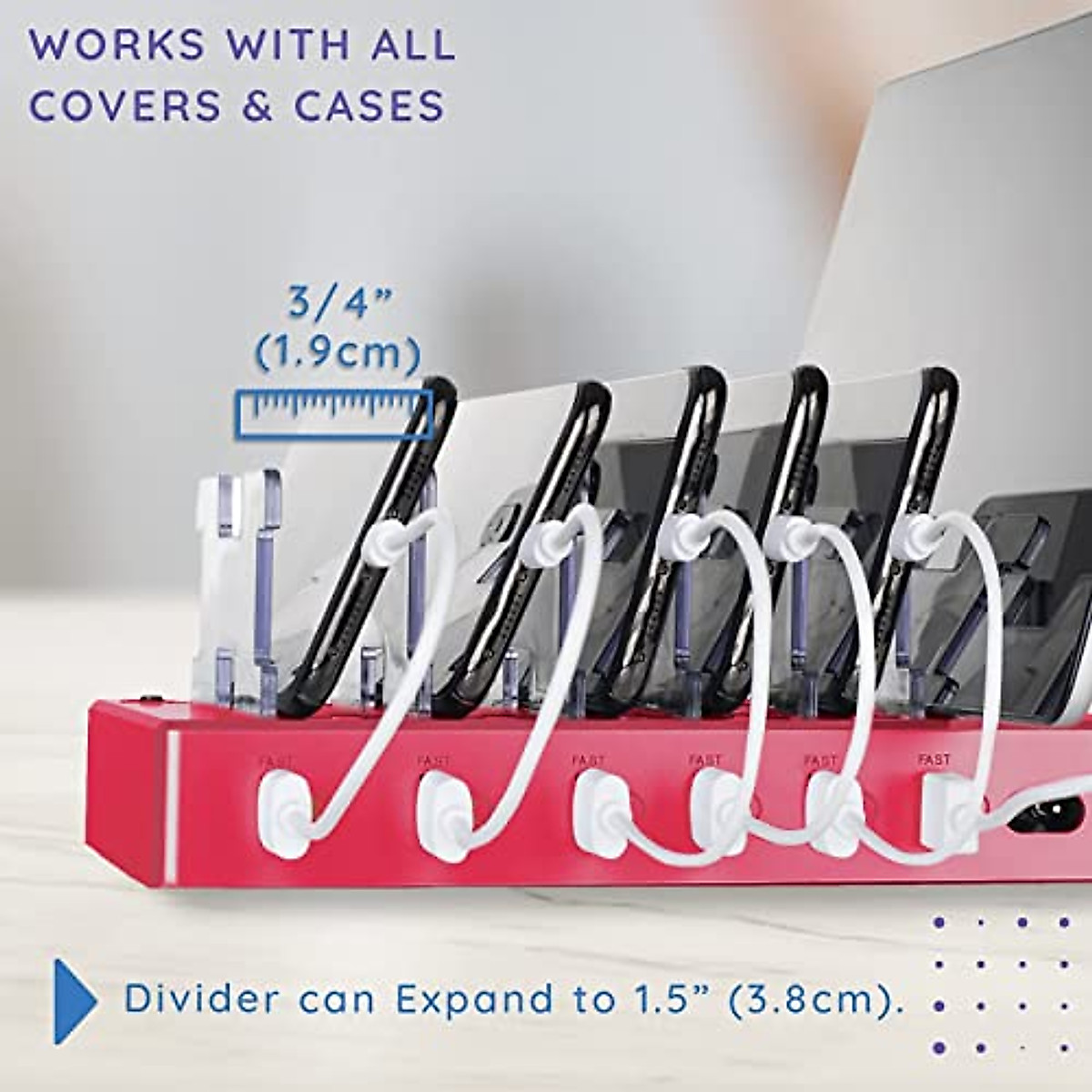 Hercules Tuff Charging Station with 6 Cables - Pink