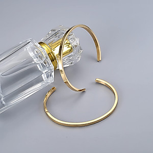 MILACOLATO 2 Pcs Gold Thin Cuff Bracelet for Him and Her 18K Gold Plated Twisted Couple Bracelets Simple Delicate Adjustable Cuff Bangle Bracelet for Women Men Couple Valentine's Day Mothers Day Gifts