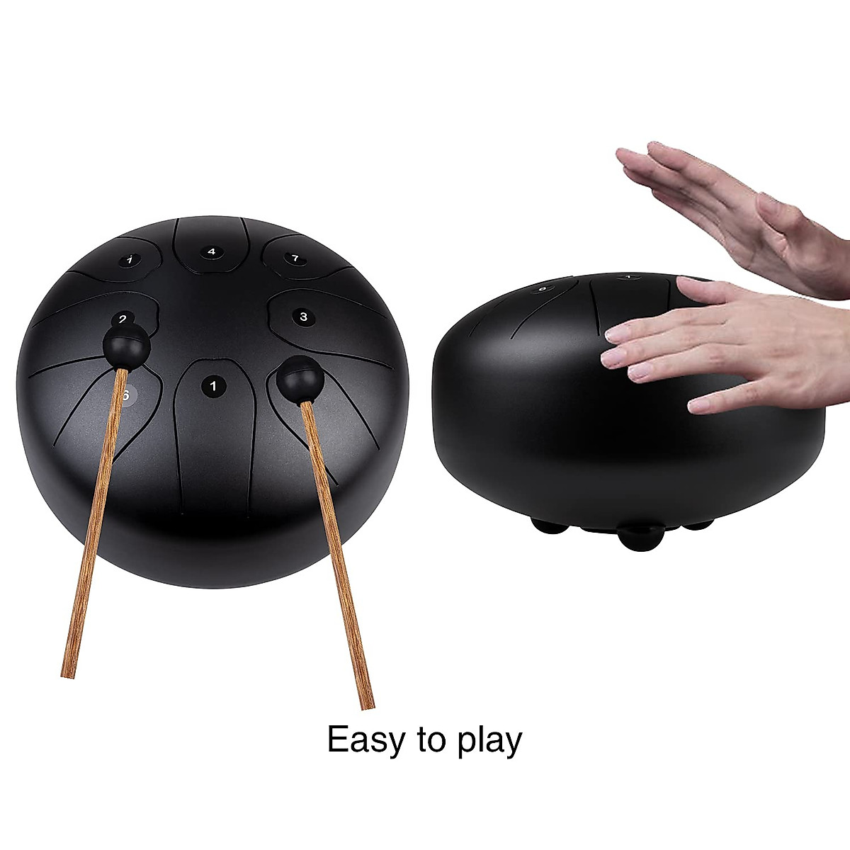 Steel Tongue Drum Steel Drums Flatsons C Key 8 Notes 5.5 Inch Percussion Instrument with Drum Mallets Carry Bag Great Gift for Beginner Adult Kid Black