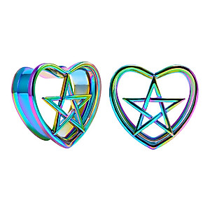 COOEAR 1 Pair Stainless Steel Gauges For Ears Double Flared Piercing Tunnels Notched Plugs Stretchers 0g to 1 Inch.