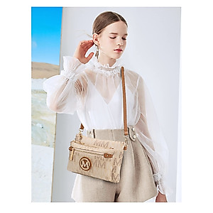 MKF Crossbody Bag for Women, Wristlet Strap – PU Leather Shoulder Handbag – Small Pocketbook Messenger Purse Tan