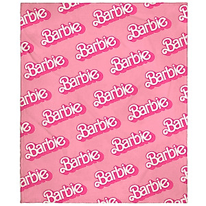 Mattel Barbie Logo On Repeat Soft Cuddly Plush Fleece Throw Blanket Wall Scroll