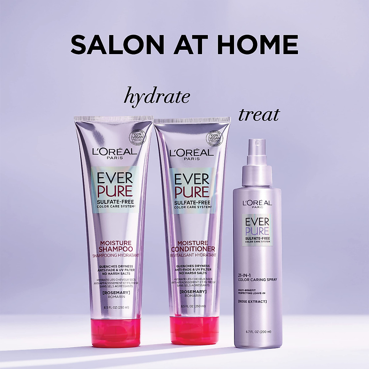 L’Oréal Paris EverPure Moisture Sulfate Free Conditioner, Hair Care for Color-Treated Hair with Rosemary Botanicals, 11 Fl Oz