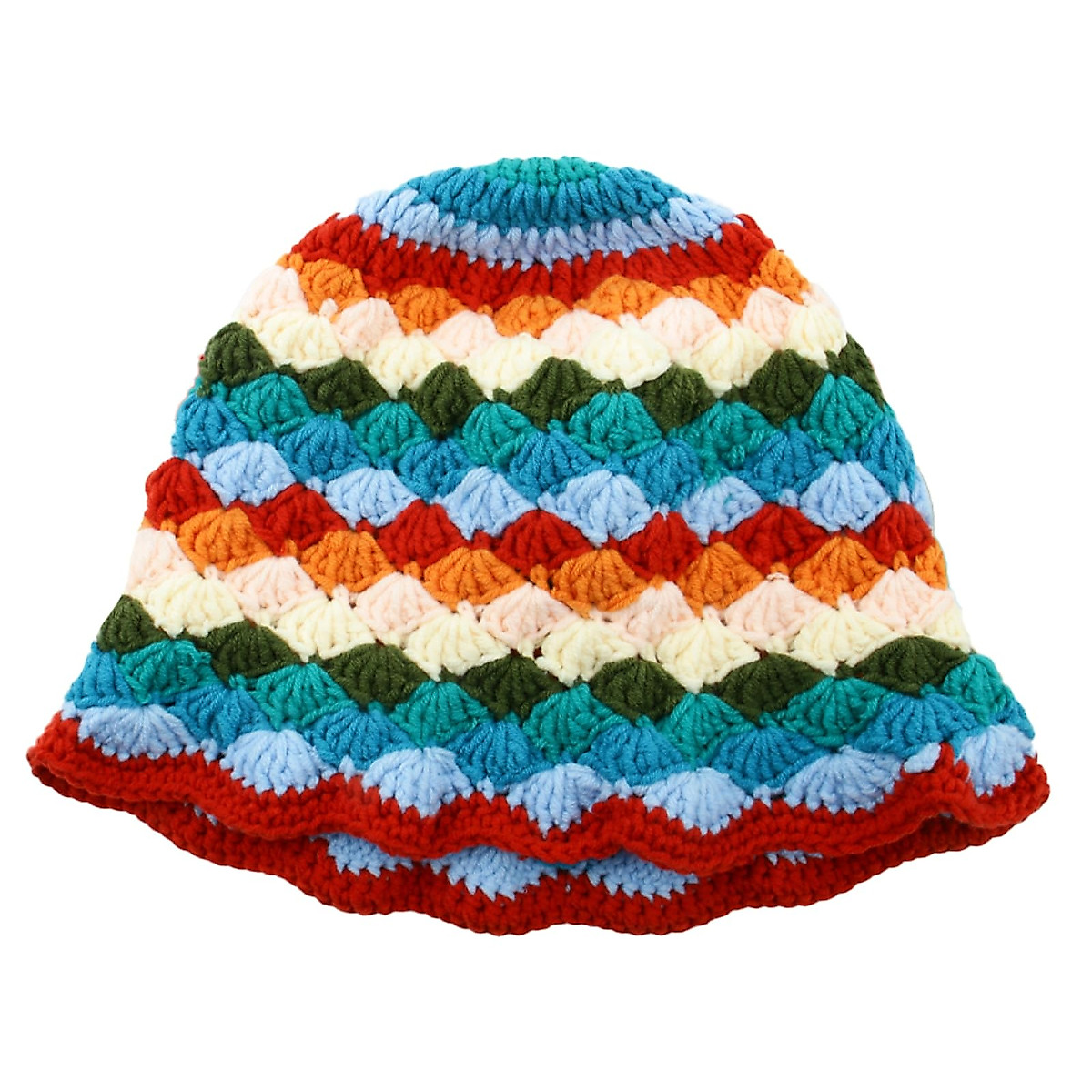 Crochet Bucket Hat Women Trendy Knit Floral Floppy Cap Cute Boho Flower Handmade Beanies Outdoor Boho Travel Fishing Hat