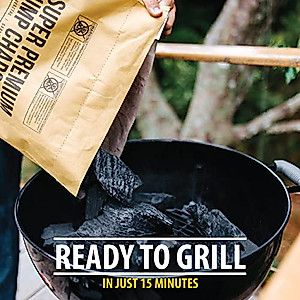 FOGO Super Premium Hardwood Lump Charcoal, Natural, Large Sized Lump Charcoal for Grilling and Smoking, Restaurant Quality, 17.6 Pound Bag, 2-Pack