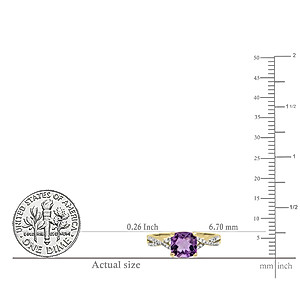 Dazzlingrock Collection 7MM Cushion Amethyst & Round White Diamond Swirl Crisscross Split Shank Engagement Ring for Women | 14K Yellow Gold, Size 6.5