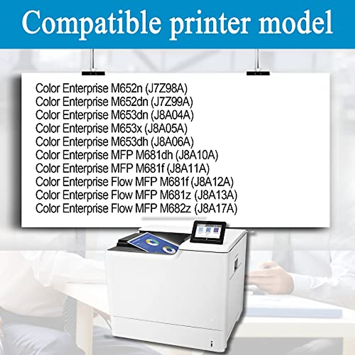 LADE 4 Pack (1BK+1C+1Y+1M) 655A | CF450A CF451A CF452A CF453A Toner Cartridge Replacement for HP Color Enterprise M652n M652dn M653dn M653x M653dh MFP M681dh M681f Flow MFP M681f M681z M682z