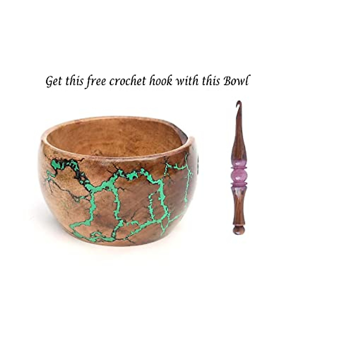 Rosewood Epoxy Resin Yarn Bowl for Multilple Uses - Lichtenberg Figure Yarn Bowl for Knitting and Crochet Holder/Yarn Storage Bowl (7"x4") (Green)