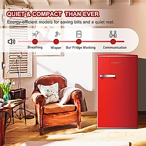 Frestec 3.1 CU' Retro Mini Refrigerator, Compact Refrigerator, Small Refrigerator with Freezer, Red (FR 310 RRED)