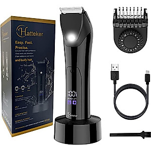 Hatteker Professional Electric Groin Hair Trimmer Below-The-Belt Trimmer Pubic Hair Ball Shaver Body Groomer for Men Male Hygiene Razor IPX7 Waterproof Wet Dry