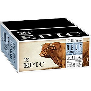 EPIC Protein Bars, Beef Sea Salt Pepper, Keto and Paleo Friendly, 1.3 oz, 12 ct