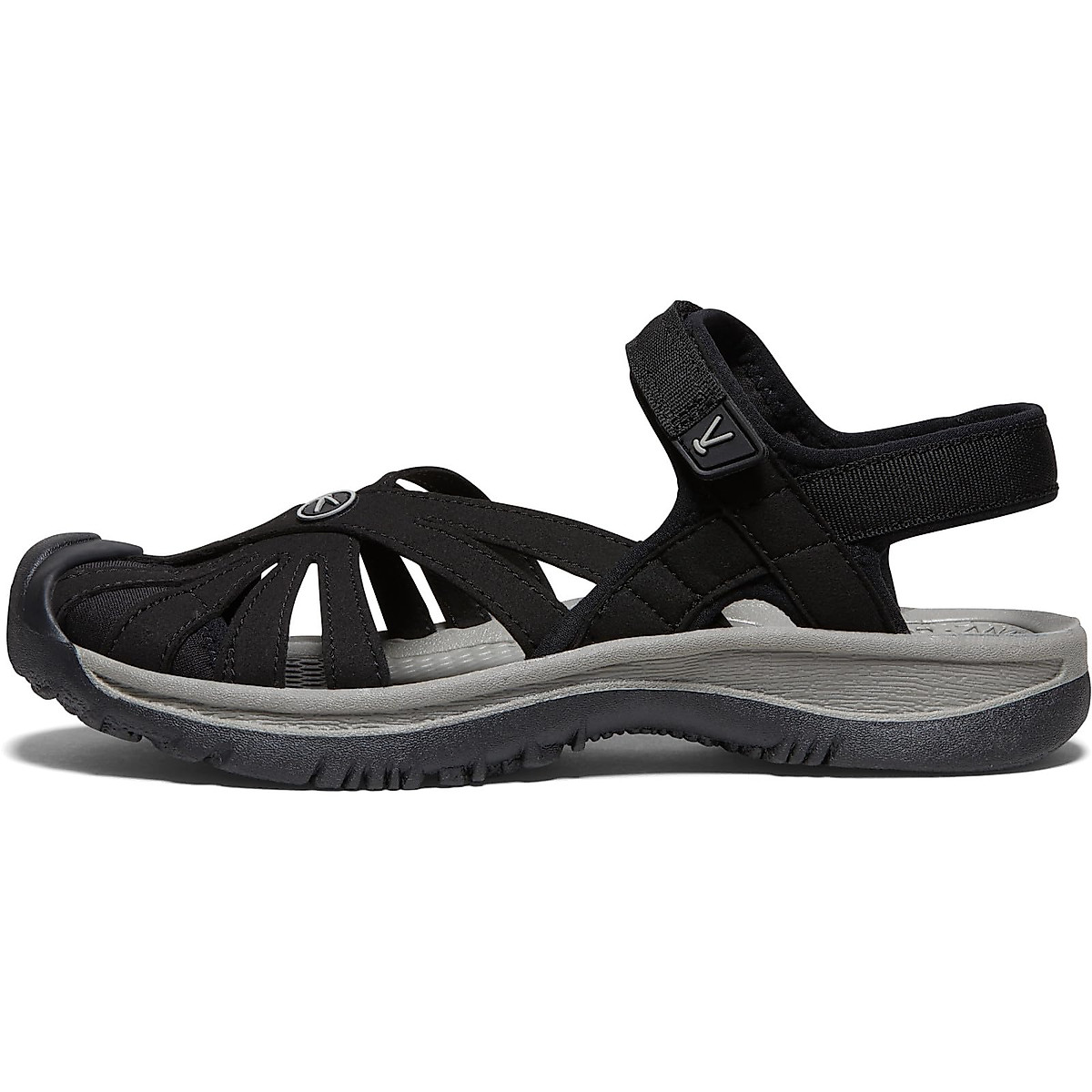 KEEN Women's Rose Casual Closed Toe Sandals, Black/Neutral Gray, 8.5