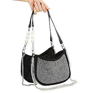 Evevictor Clutch Purse for Women, Bling Crossbody Handbag, Rhinestone Money Hand Bag (White)
