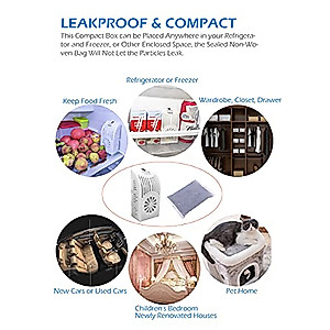 [8-Pack x 200g] Charcoal Bags with Plastic Box, Activated Carbon Bamboo Charcoal Air Purifying Bag for Refrigerator, Wardrobe, Closet, Shoebox, Drawer, Pet Home, Storage Room