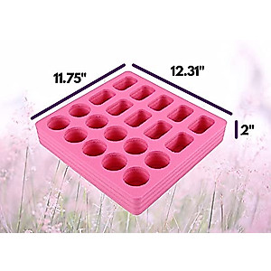 Polar Whale Lotion and Body Spray Stand Organizer Large Tray Pink Durable Foam Washable Waterproof Insert for Home Bathroom Bedroom Office 12.3 x 11.75 x 2 Inches 20 Slots