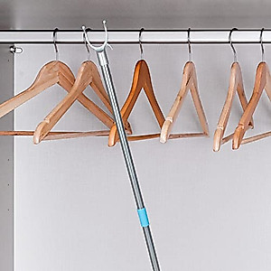 NOLITOY Telescoping Clothesline Prop Clothing Pole Retractable Closet Pole Stick Outdoor Utility Pole Hook Clothes Drying Pole for Garment Coat Hanger Sky-Blue 131cm